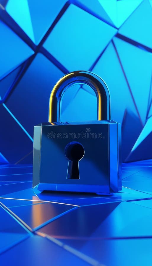 Low Poly Lock on a Chain. B Locking Data Stock Vector - Illustration of ...