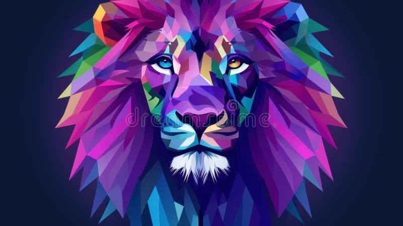 A Striking Low Polygon Lion Design that Features Geometric Patterns ...