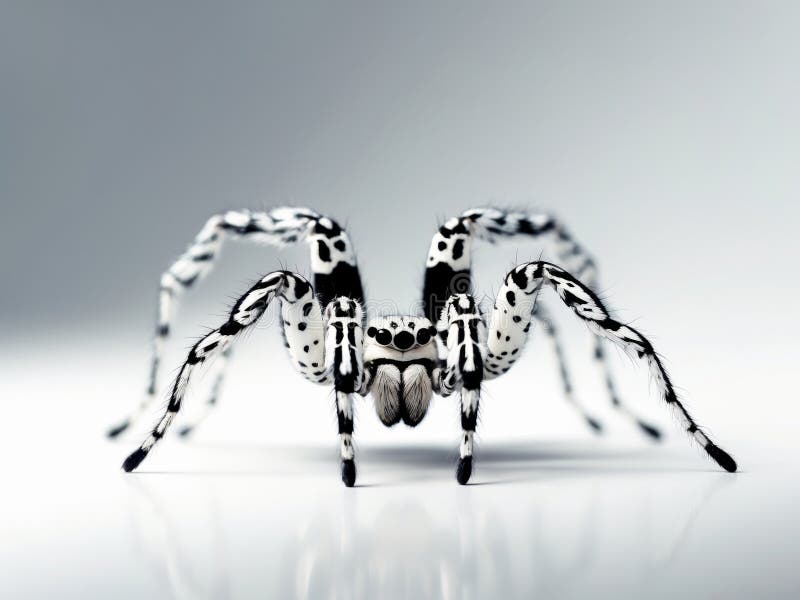 Elegant Jumping Spider with Black and White Spots Posing on a Smooth ...
