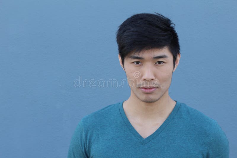 Striking Man with Neutral Expression Close Up with Copy Space Stock ...