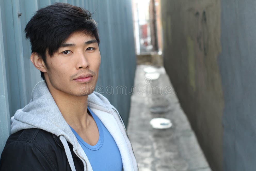 Striking Man with Neutral Expression Close Up with Copy Space Stock ...