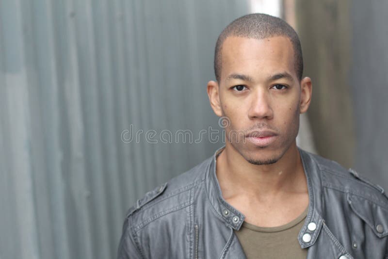 Striking Man with Neutral Expression Close Up with Copy Space Stock ...