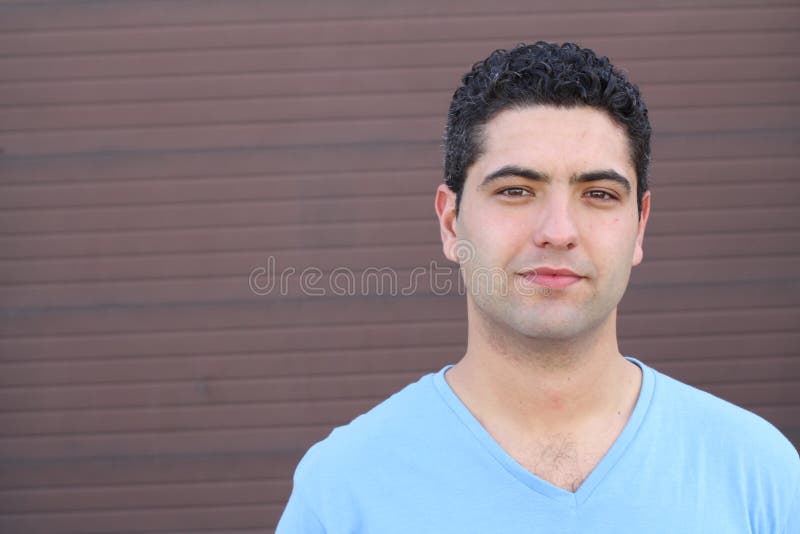 Striking Man with Neutral Expression Close Up with Copy Space Stock ...