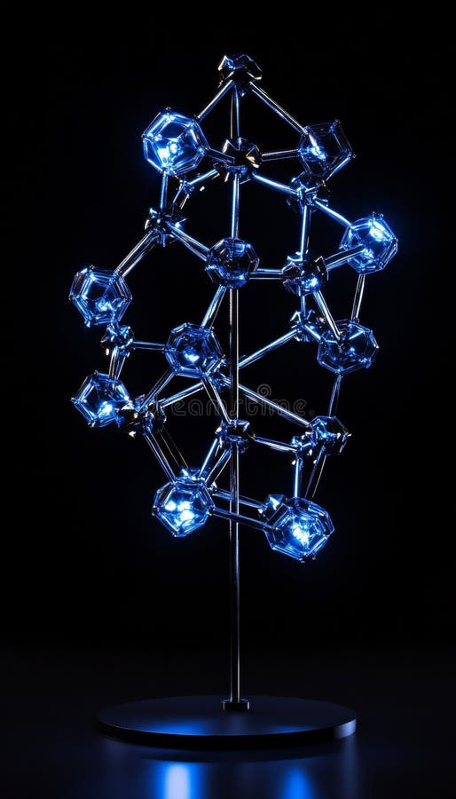 Striking Metallic Molecule Structure Reflecting Blue Light on Dark ...