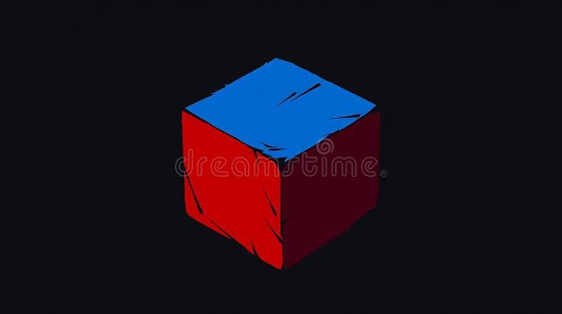 Abstract Red and Blue Cube: a Bold, Textured Minimalist Design Stock ...