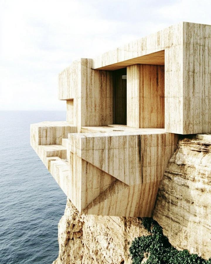 Modern Cliffside Architecture Overlooking the Ocean Stock Photo - Image ...