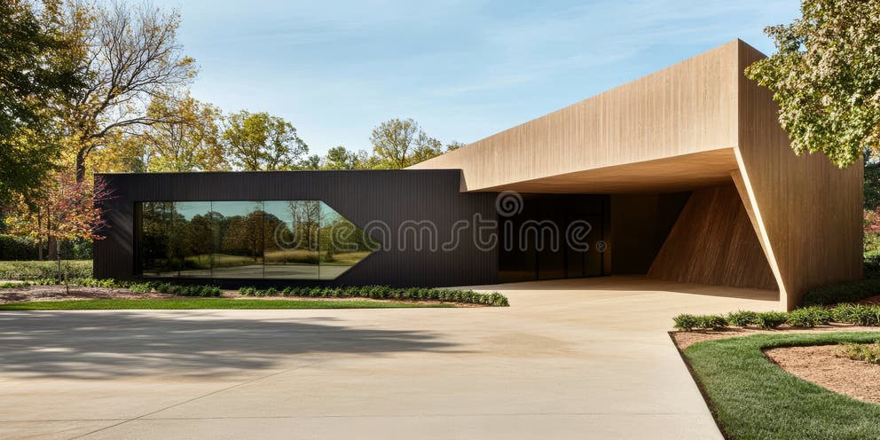 Modern Architectural Design Featuring Angular Shapes and Large Windows ...