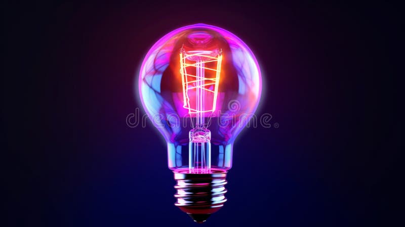 Striking and Modern Neon Light Bulb with Blank Space Stock Illustration ...
