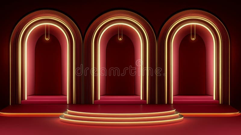 Modern Minimalist Stage Design with Arches and Backlighting Stock ...