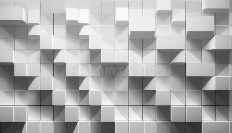 Striking Monochromatic Pattern Offset White Cube Blocks Forming a ...