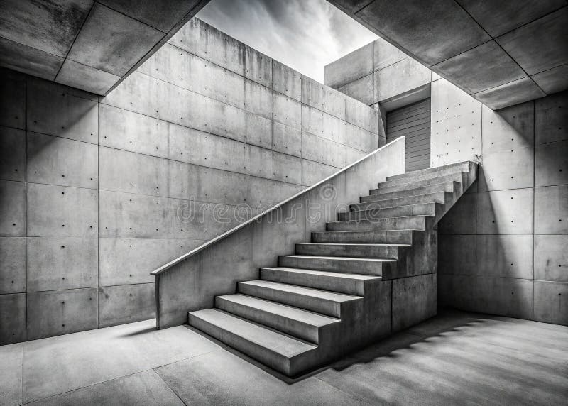 Bold Brutalist Concrete Staircase a Monochrome Masterpiece of Modern ...