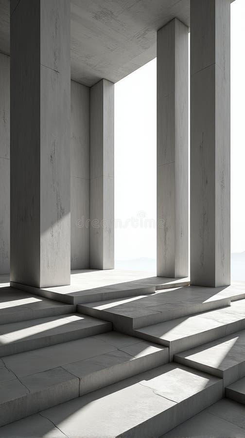 Striking Monochrome Image of a Brutalist Structure Featuring Bold ...