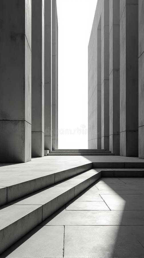 Striking Monochrome Image of a Brutalist Structure Featuring Bold ...