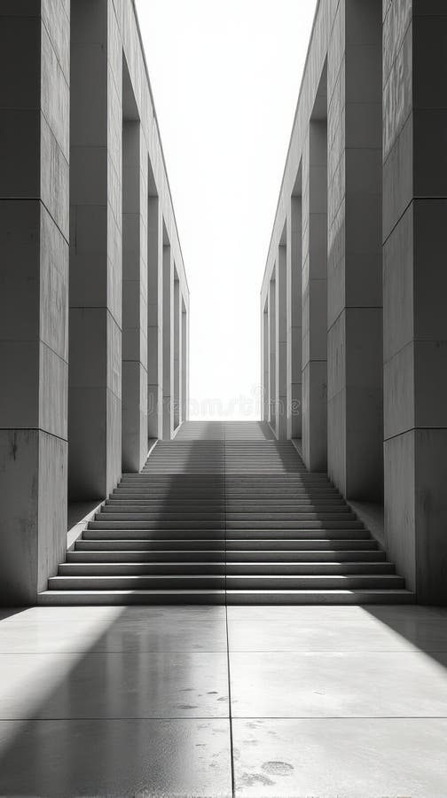 Striking Monochrome Image of a Brutalist Structure Featuring Bold ...