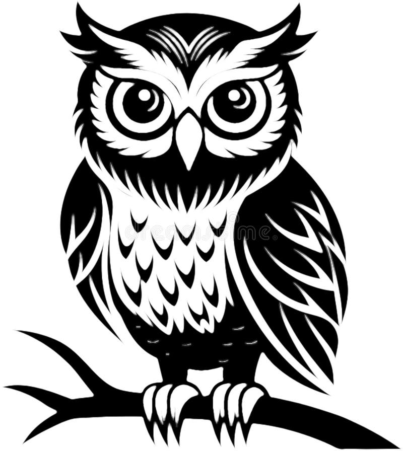 Bold Owl Stencil with Wide, Sharp Eyes. Stock Photo - Illustration of ...