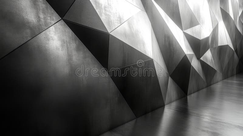 Abstract Geometric Wall Design in Monochrome Grayscale with Sharp ...