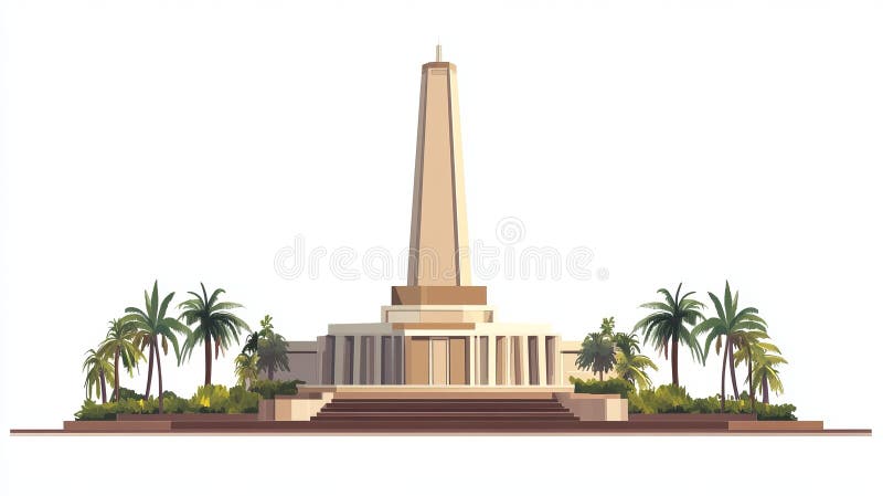 Monument with Obelisk Surrounded by Tropical Greenery and Palm Trees ...
