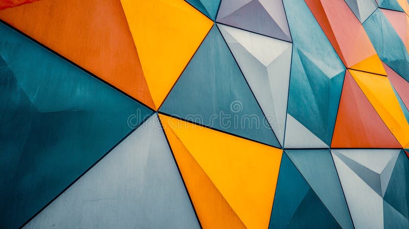 Colorful Geometric Mural with Vibrant Shapes and Angles Displayed on ...