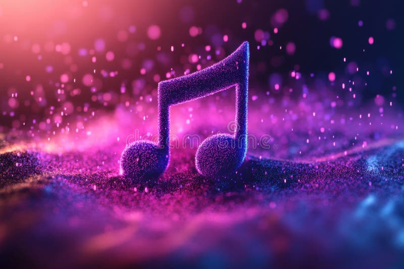 Vibrant Musical Note Surrounded by Colorful Dust and Light Effects in ...