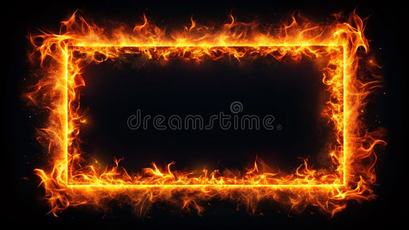Striking Neon and Fire Rectangle Frames Against a Bold Black Background ...