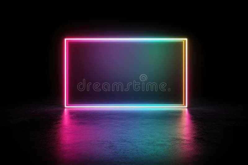 Vibrant Neon Rectangle Against Dark Background Stock Image - Image of ...