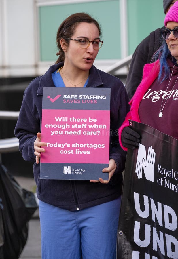 Striking Nurses Holding Signs at University College Hospital - London ... Striking Nurses Holding Signs at University College Hospital - London ...