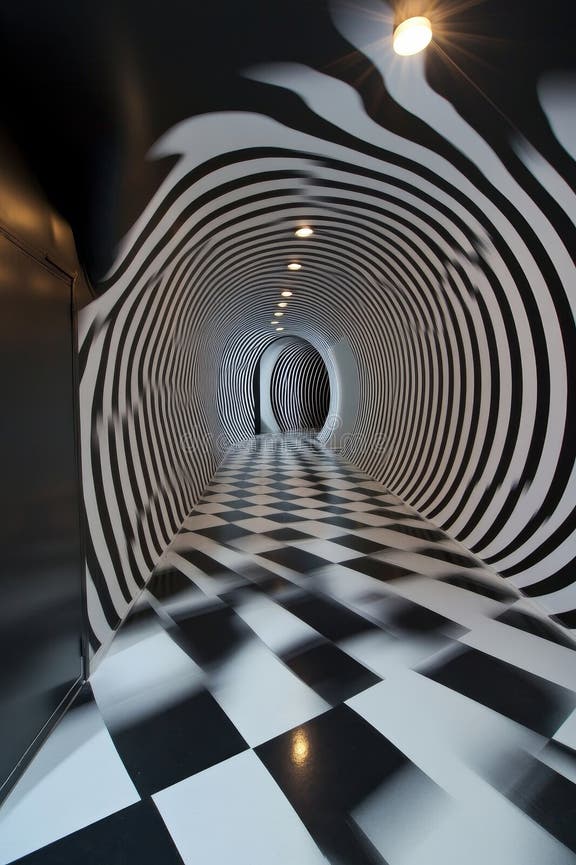Striking Optical Pattern in Modern Art Gallery Corridor with Unique ...