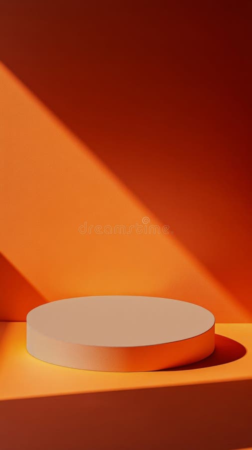 A Striking Orange Display Featuring Geometric Shapes and Shadows during ...