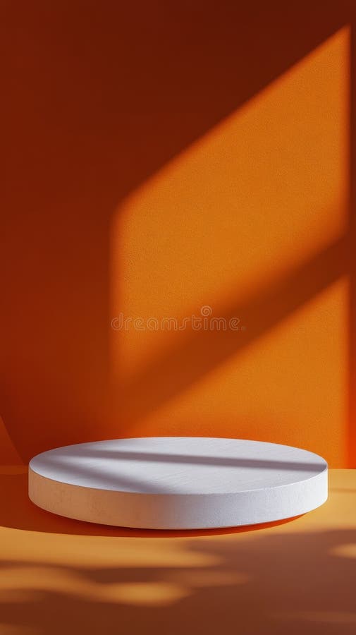 A Striking Orange Display Featuring Geometric Shapes and Shadows during ...