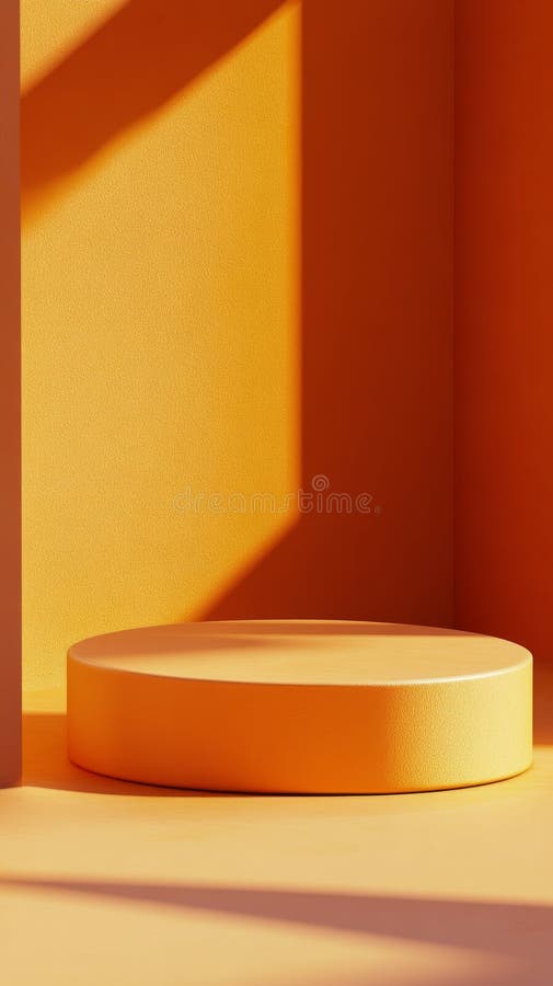 A Striking Orange Display Featuring Geometric Shapes and Shadows during ...