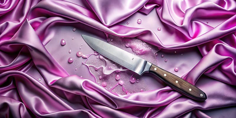 A Striking Overhead View of a Knife and Silk Fabric Draped Over a ...