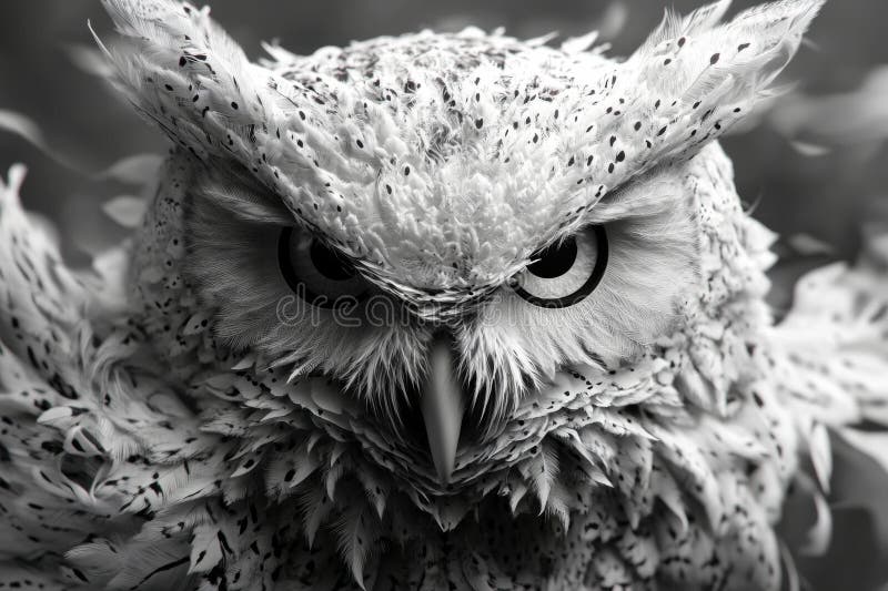 A Striking Owl Gazes Intensely with Sharp, Piercing Eyes. Its Detailed ...