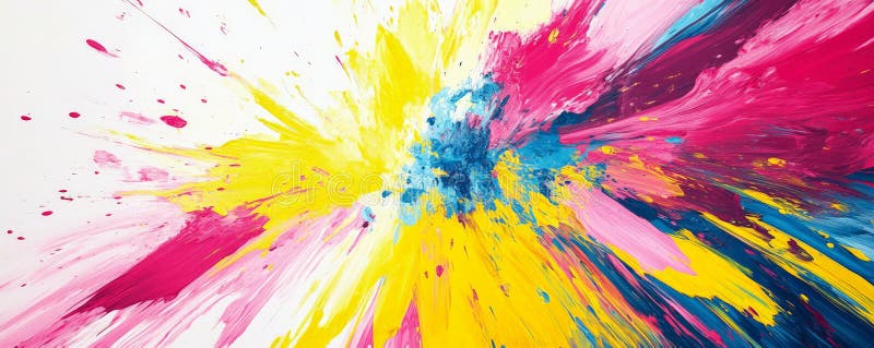 A Striking Paint Explosion with Bright Splashes of Yellow, Pink, and ...