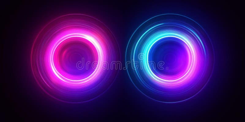 A Striking Pair of Glowing Neon Circles Set Against a Dark Background ...