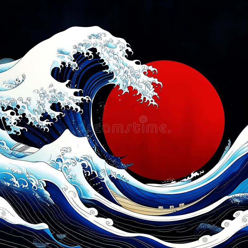 A Striking Paper-Cut Representation of the Great Wave 1 Stock Vector ...