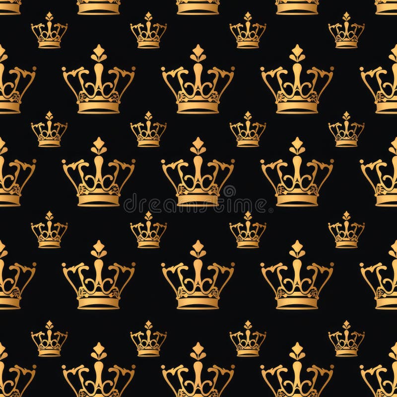 A Striking Pattern of Gold Crowns on a Black Backdrop. Ideal for Royal ...