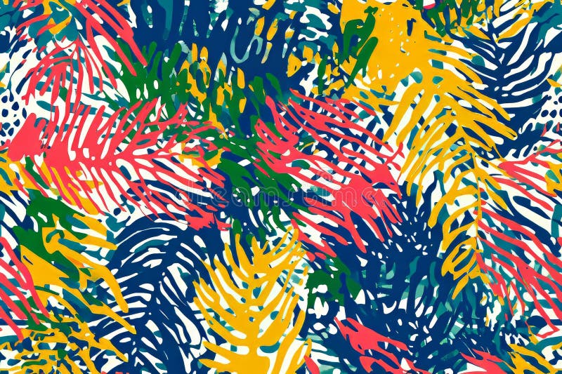 A Striking Pattern of Tropical Foliage in Dynamic, Bright Hues Stock ...