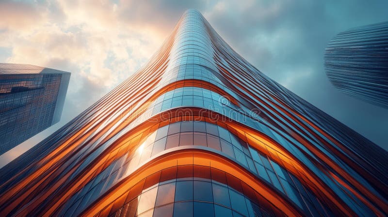 Modern Skyscraper with Glass Facade from Below Generative AI Stock ...