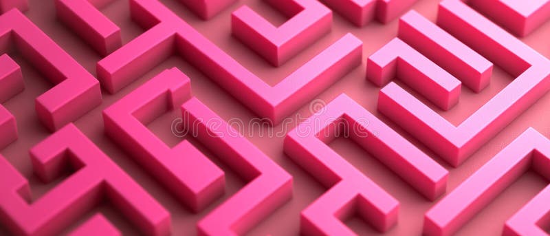 The Striking Pink Geometric Maze Patterns are Arranged Artistically on ...