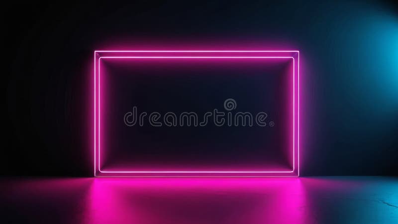 Striking Pink Neon Frame in Dark Setting, Ideal for Bold Design Themes ...