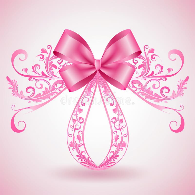 Striking Pink Ribbon on Pale Pink Stock Illustration - Illustration of ...