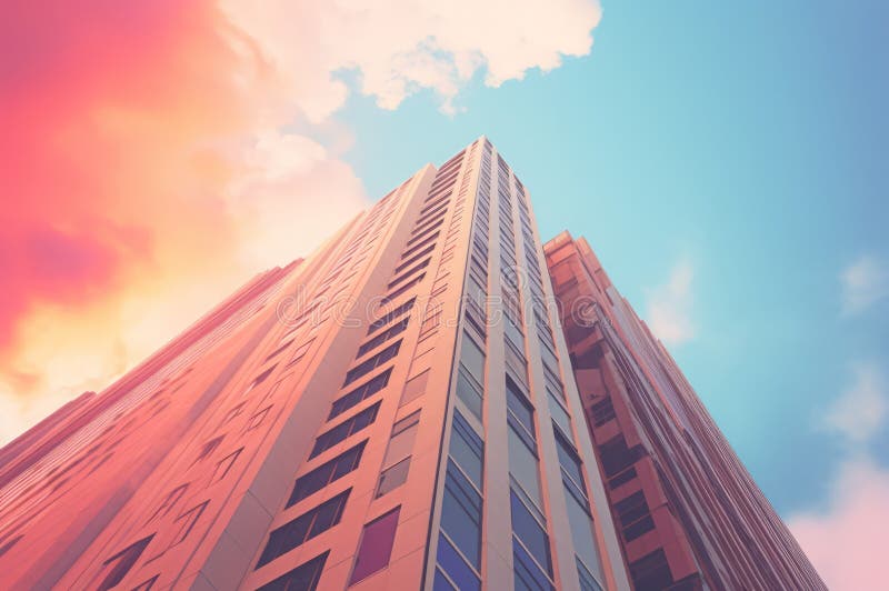 Striking Pink Skyscraper. Generate Ai Stock Photo - Image of ...