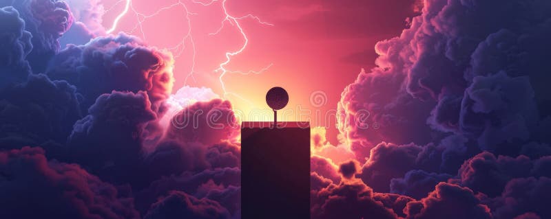 Striking Pop-art Styled Mockup with a Podium, Surrounded by Dramatic ...