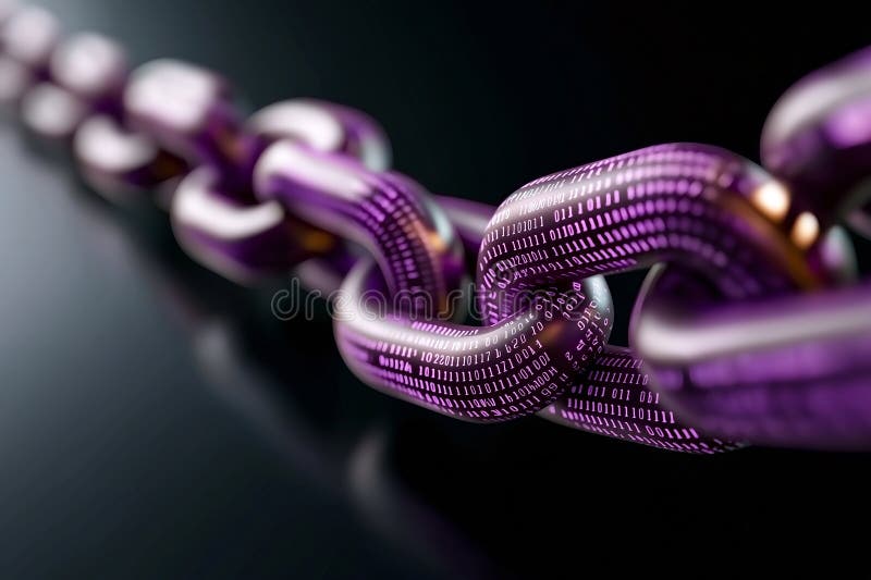 Striking Purple Chain Featuring Binary Code Symbolizing Technology and ...