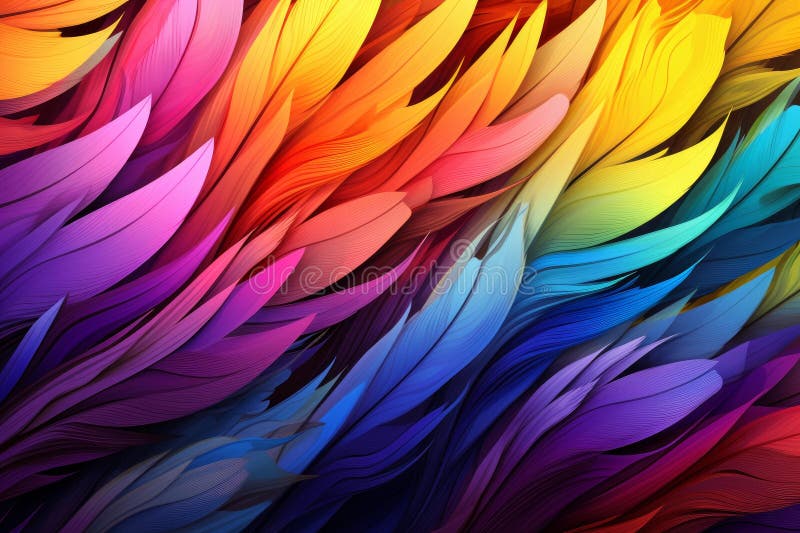 Striking Rainbow Feathers. Generate Ai Stock Image - Image of feather ...