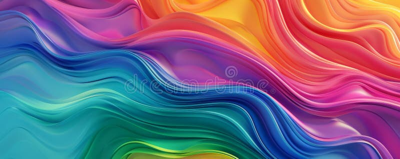 A Striking Rainbow Gradient Wave Background with Bold, Flowing Lines ...