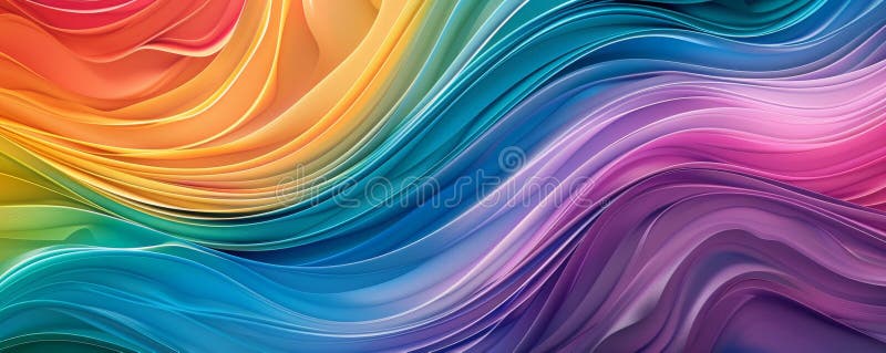 A Striking Rainbow Gradient Wave Background with Bold, Flowing Lines ...