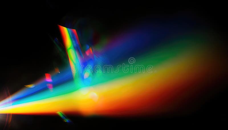 Striking Rainbow Refraction with Lens Prism Effect Over Black ...