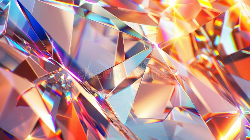 A Striking Rainbow Sheen Enhances the Array of Crystals in Digital Art Stock Illustration ...