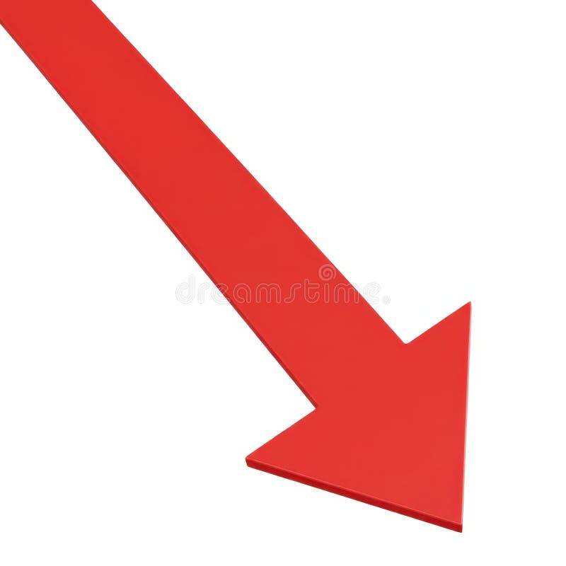 Bold Red Arrow Points Downward Illustrating Decline and Negative Trends ...